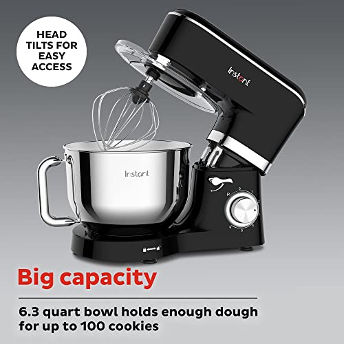 Instant Stand Mixer, 400W 6-Speed Lightweight Electric Mixer, 6.3-Qt Stainless Steel Bowl with Handle, From the Makers of Instant Pot, Includes Whisk, Dough Hook, Mixing Paddle, and Splash Guard