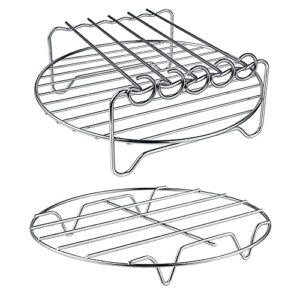 hsimple air fryer rack xl air fryer accessories set of 2, double layer rack with skewer, stackable metal holder