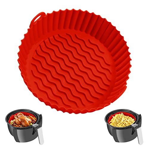 Opwulo Single Pack Air Fryer Silicone Liners,8.5 inch Air Fryer Basket, Easy Cleaning Air fryers Silicone Pot, Reusable Air Fryer Silicone Pot Round for 3 to 5 Qt Air fryer Oven Accessories