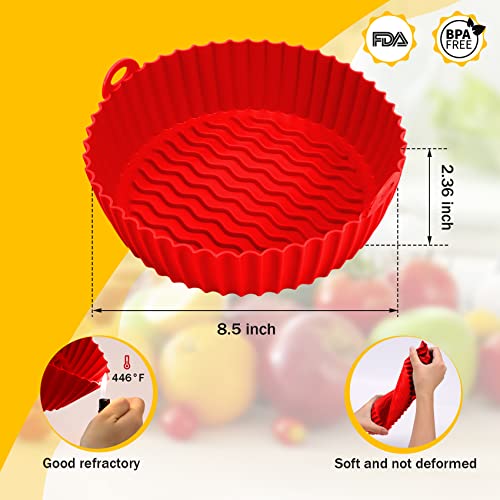 Opwulo Single Pack Air Fryer Silicone Liners,8.5 inch Air Fryer Basket, Easy Cleaning Air fryers Silicone Pot, Reusable Air Fryer Silicone Pot Round for 3 to 5 Qt Air fryer Oven Accessories