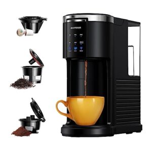 shardor 3 in 1 single serve coffee maker for k cup pods & ground coffee & teas, 6 to 14oz brew sizes, with 40oz removable water reservoir, self-cleaning function