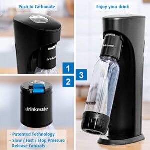 DrinkMate OmniFizz Sparkling Water and Soda Maker, Carbonates Any Drink Without Diluting It, CO2 Cylinder Not Included (Matte Black)