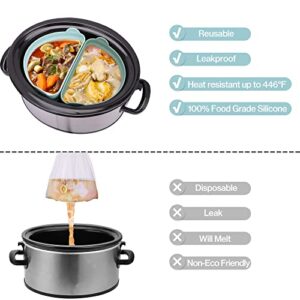 YiMmn.WS Slow Cooker Divider Liner fit 6-7 QT Crockpots & Hamilton, Reusable Silicone Crockpot Divider Insert, Leakproof Crock Pot Dividers inserts liners, Dishwasher Safe (Light Green + Dark Green)