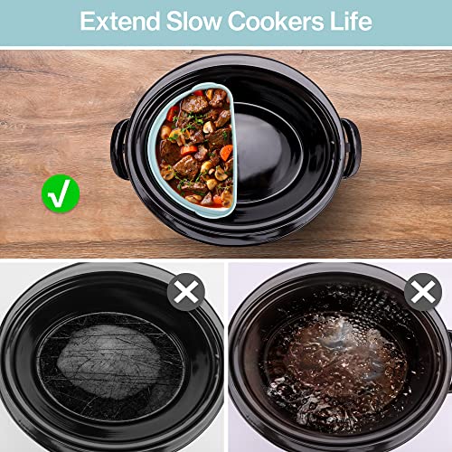 YiMmn.WS Slow Cooker Divider Liner fit 6-7 QT Crockpots & Hamilton, Reusable Silicone Crockpot Divider Insert, Leakproof Crock Pot Dividers inserts liners, Dishwasher Safe (Light Green + Dark Green)