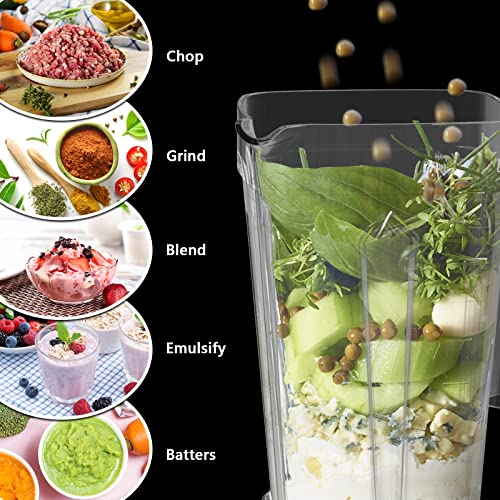 OMMO Blender 1800PW, Professional High Speed Countertop Blender with Durable Stainless Steel Blades, 60oz BPA Free Blender for Shakes and Smoothies, Nuts, Ice and Fruits, Dishwasher Safe (Black)