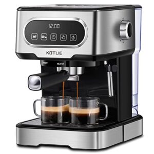 kotlie 20 bar espresso machine: coffee maker with milk frother, steam wand,1.5l removable water tank for cappuccino and latte