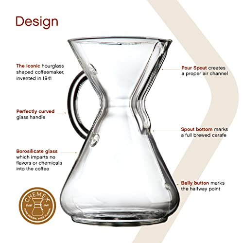 Chemex Pour-Over Glass Coffeemaker - Glass Handle Series - 10-Cup - Exclusive Packaging