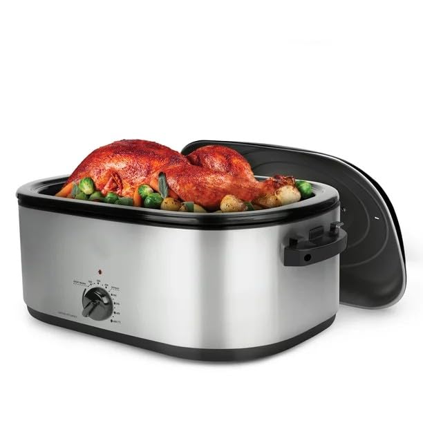 Stainless Steel Electric Roaster Oven: 22 Quart Capacity | Self-Basting Lid | Perfect for Family Gatherings!