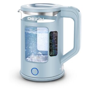 dezin electric kettle with keep warm function, bpa free window-glass double wall design electric tea kettle, 1.5l bicolor ledhot water kettle with auto shut-off and boil dry protection for coffee, tea