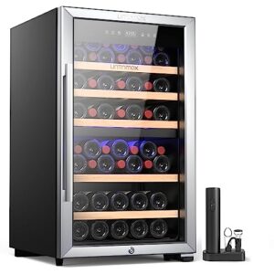 untomax 52 bottles wine fridge dual zone,wine cooler refrigerator freestanding w/lock,41f-68f digital temperature control compressor wine cellar, fast cooling low noise no fog,stainless steel,20 inch