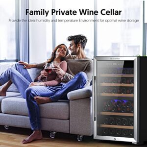 UNTOMAX 52 Bottles Wine Fridge Dual Zone,Wine Cooler Refrigerator Freestanding w/Lock,41F-68F Digital Temperature Control Compressor Wine Cellar, Fast Cooling Low Noise No Fog,Stainless Steel,20 Inch