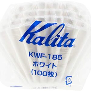 Kalita Wave Pour Over Coffee Dripper, Size 185​, Makes 16-26oz, Single Cup Maker & Wave Paper Coffee Filters I Larger Size 185 I 100 Count I Specially Pour Over Dripper I Made in Japan, Large, White