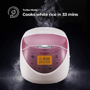 CUCKOO CR-0631F | 6-Cup (Uncooked) Micom Rice Cooker | 8 Menu Options: White Rice, Brown Rice & More, Nonstick Inner Pot, Made in Korea | White/Pink