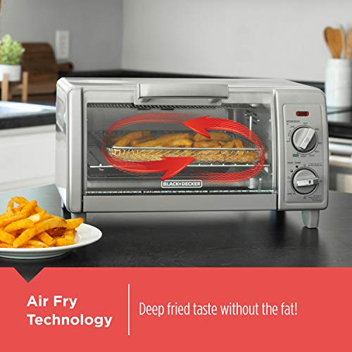 BLACK+DECKER 4-Slice Toaster Oven with Air Fry Technology, TO1785SGC, Gray