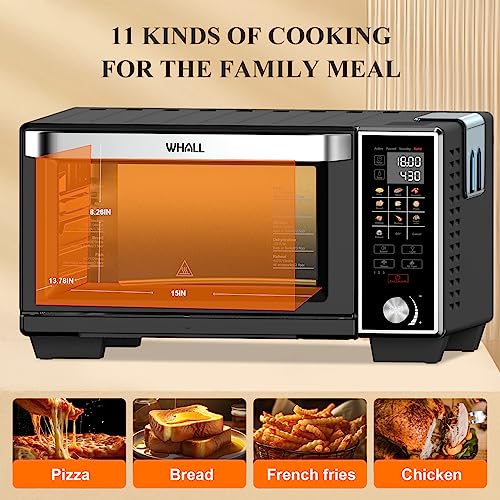 WHALL Toaster Oven Air Fryer, Max XL Large 30-Quart Smart Oven,11-in-1 Toaster Oven Countertop with Steam Function,12-inch Pizza,6 slices of Toast, 4 Accessories Included, Stainless Steel /1700W