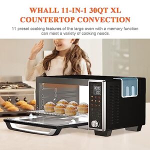 WHALL Toaster Oven Air Fryer, Max XL Large 30-Quart Smart Oven,11-in-1 Toaster Oven Countertop with Steam Function,12-inch Pizza,6 slices of Toast, 4 Accessories Included, Stainless Steel /1700W