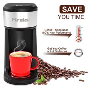 2-Way Single Serve Coffee Maker Brewer for Capsule and Ground Coffee, Mini Coffee Machine with Self-Cleaning Function and 8-14 oz Brew Size