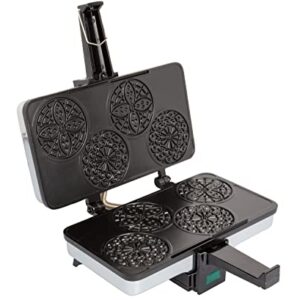 CucinaPro Piccolo Pizzelle Baker - Electric Press Makes 4 Mini Cookies at Once, Grey Nonstick Interior For Fast Cleanup, Must Have Gift or Treat for Parties, Unique Dessert or Summer Baking Gift