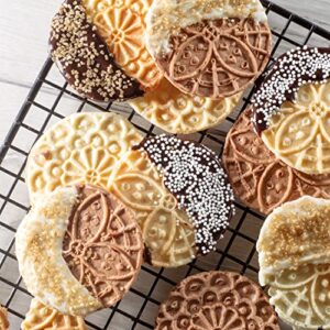 CucinaPro Piccolo Pizzelle Baker - Electric Press Makes 4 Mini Cookies at Once, Grey Nonstick Interior For Fast Cleanup, Must Have Gift or Treat for Parties, Unique Dessert or Summer Baking Gift