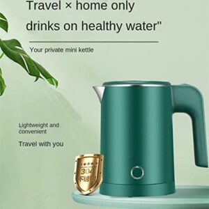 Small Electric Kettle Stainless Steel, 0.6L Portable Travel Kettle with Double Wall Construction, Mini Hot Water Boiler Heater, Electric Tea Kettle for Business Trip, Camping, Travel, Office (Green)