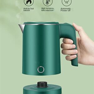 Small Electric Kettle Stainless Steel, 0.6L Portable Travel Kettle with Double Wall Construction, Mini Hot Water Boiler Heater, Electric Tea Kettle for Business Trip, Camping, Travel, Office (Green)