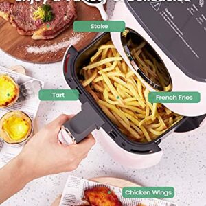 [NEW] KOOC Large Air Fryer, 4.5-Quart Electric Hot Oven Cooker, Free Cheat Sheet for Quick Reference Guide, LED Touch Digital Screen, 8 in 1, Customized Temp/Time, Nonstick Basket, Pink