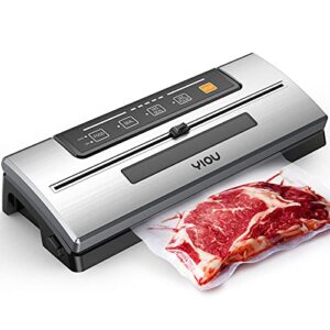 yiou vacuum sealer machine, food saver vacuum sealer machine build-in cutter 80kpa vacuum sealer for food with starter kit led indicator lights dry moist mode easy to clean food vacuum sealer, silver