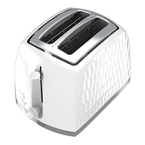 BLACK+DECKER TR1250WD Honeycomb Collection 2-Slice Toaster with Premium Textured Finish, White