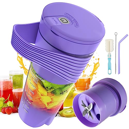 COKUNST Portable Blender, Blender for Shakes and Smoothies, 16oz Portable Blender USB Rechargeable with Staw, Mini Mixer Bottle Blender Cup for Travel, Gym, Office