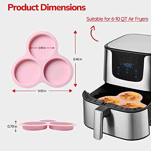 Forinces 2 Pcs Air Fryer Silicone Egg Molds for Egg Bites, Muffin Top, Breakfast Sandwiches, Hamburger Buns, Non-Stick Air Fryer Baking Pan Air Fryer Accessories