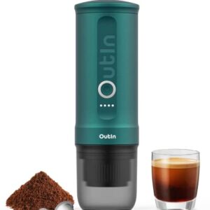 Outin Nano Portable Electric Espresso Machine with 3-4 Min Self-Heating, 20 Bar Mini Small 12V 24V Car Coffee Maker, Compatible with NS Capsule & Ground Coffee for Camping, Travel, RV, Hiking, Office