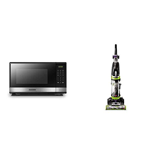 BLACK+DECKER Microwave Oven with Turntable Push-Button Door,Child Safety Lock,1000W,1.1cu.ft,Stainless Steel, 1.1 Cu.Ft & BISSELL Cleanview Swivel Pet Upright Bagless Vacuum Cleaner, Green, 2252