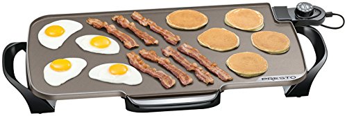 Presto Ceramic 22-inch Electric Griddle with removable handles, One Size, Black & 06852 16-Inch Electric Skillet with Glass Cover