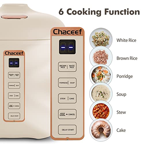 CHACEEF Mini Rice Cooker 2-Cups Uncooked, 1.2L Portable Non-Stick Small Travel Rice Cooker, Beige & CHACEEF Travel Electric Kettle, 350ml Small Portable Kettle with 304 Stainless Steel, Black