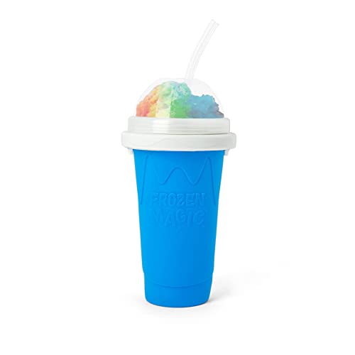 Slushy Maker Cup Slushie Cup Maker Milk Cola Juice Squeeze Cup Frozen Magic Quick Freeze Cup Cooling Cup Smoothies Cup with Lids and Straws for All Age (Blue)