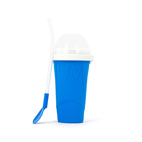 Slushy Maker Cup Slushie Cup Maker Milk Cola Juice Squeeze Cup Frozen Magic Quick Freeze Cup Cooling Cup Smoothies Cup with Lids and Straws for All Age (Blue)