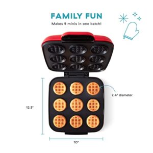 Delish By Dash Waffle Bite Maker, Makes 9 x 2.4” Waffle Bites with Delish Recipes for Breakfast, Snacks, Dessert, and More - Red