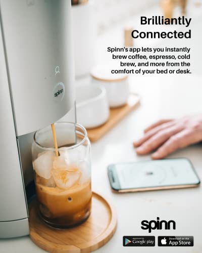 SPINN Espresso & Coffee Machine, Smart WiFi Automatic Coffee Maker, Cold Brew & Espresso Machine Combo with Programmable Centrifugal Brewing & Grinder, Water Supply Line Compatible, No Refills, Silver