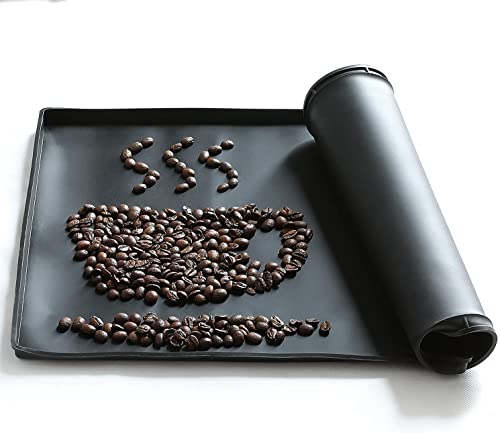 Ezebesta Silicone Mat Under Coffee Machine With Lip Coffee Maker Appliance Automatic Machines Espresso Accessory Black Multifunctional Rubber Base Mat (18.9 x 11.8")