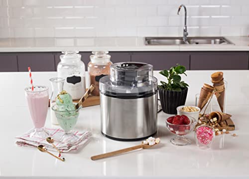 Tylr 2 Quarts Ice Cream Maker, Sorbet, Yogurt, Milkshakes, Smoothie and more, with One Touch program in as little as 20 minutes.