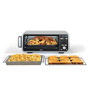 ninja sp301 dual heat air fry countertop 13-in-1 oven with extended height, xl capacity, flip up & away capability for storage space, with air fry basket, searplate, wire rack & crumb tray, silver