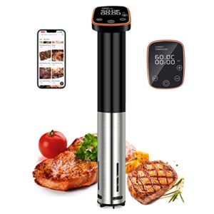 sous vide cooker, wifi sous vide machine precisional cooker, ipx7 waterproof, 1100 watts quiet fast-heating sous vide cooking machine immersion circulator with recipes on app and sous vide cooking precisional machine