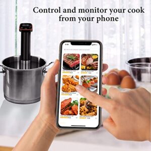 Sous Vide Cooker, WIFI Sous Vide Machine Precisional Cooker, IPX7 Waterproof, 1100 Watts Quiet Fast-Heating Sous Vide Cooking Machine Immersion Circulator with Recipes on APP and Sous Vide Cooking Precisional Machine