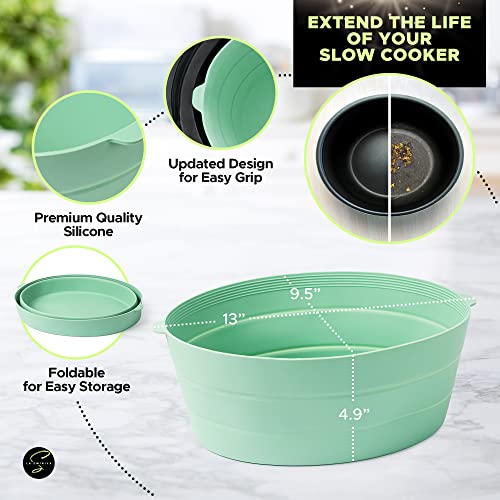 Swiriya 3 Pcs BUNDLE: Silicone Crock pot Liners + Slow Cooker Divider | Reusable Slow Cooker Liners | Leakproof & Easy Clean inserts for 7-8 Quart pots