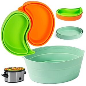 Swiriya 3 Pcs BUNDLE: Silicone Crock pot Liners + Slow Cooker Divider | Reusable Slow Cooker Liners | Leakproof & Easy Clean inserts for 7-8 Quart pots