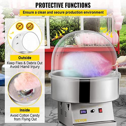 VBENLEM 21 Inch Cotton Candy Machine Cover Bubble Shield Plastic for Commercial Floss Maker, Clear