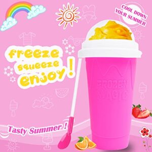 Slushy Maker Cup, Slushie Cup Maker Squeeze, TIK TOK Magic Quick Frozen Smoothies Cup, Insta Slushy Maker Cup With Lids And Straws For Kids & Adults