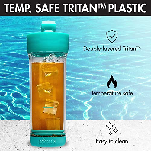 Primula Press and Go Iced Tea Iced Tea Brewer and Tumbler For Loose Leaf or Bagged Teas, Double Wall Travel Tea Mug with Stainless Steel Infuser, Leakproof, Dishwasher Safe, Teal