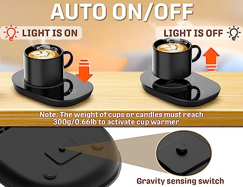 Coffee Mug Warmer, Candle Warmer, Gravity-Induction Coffee Warmer for Desk Auto Shut Off/On, Candle Wax Cup Warmer Fits Most Cups & Jar Candles, Heated Mug Heater for Coffee and Tea, Coffee Gifts