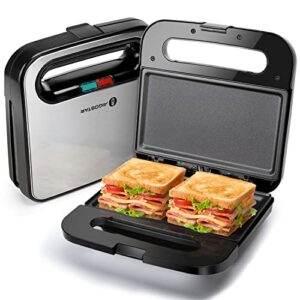 aigostar sandwich maker, non-stick panini press sandwich maker breakfast grilled cheese maker, stainless steel tostadora de pan